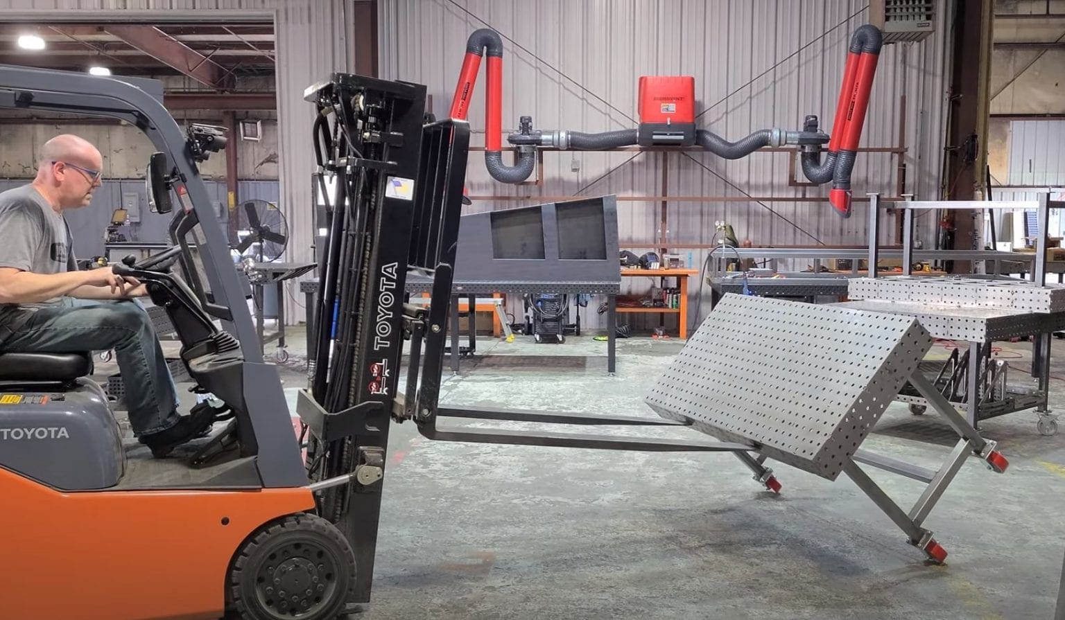 How To Flip A Welding Table With A Forklift - Texas Metal Works