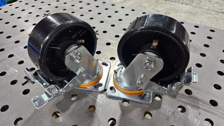 8″ x 2″ Total Lock Casters (Set of Two Swivel Casters) • Texas Metal Works